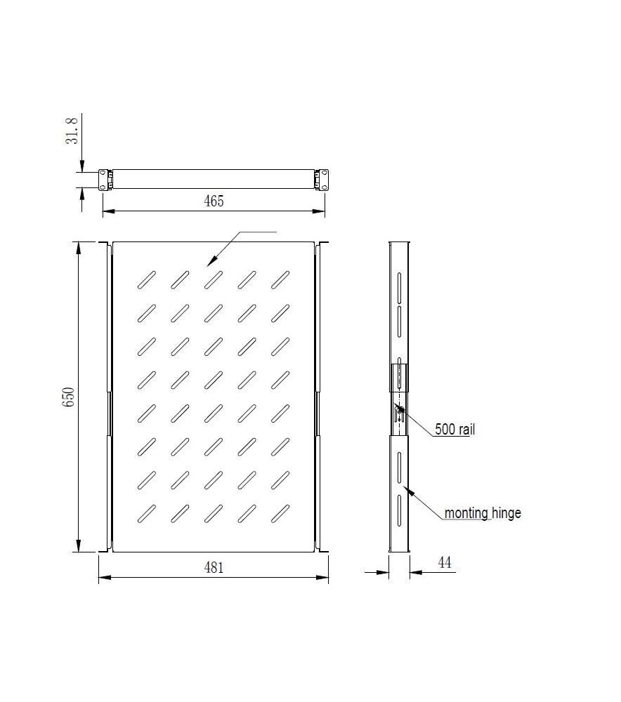 Tava Rack Extensibia 1U 19" Adancime 650mm Gri